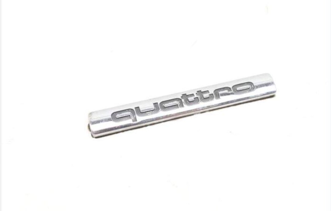 A Pair of 2 Silver Audi Quattro Emblem Badges | 73mm Concave Chrome ...