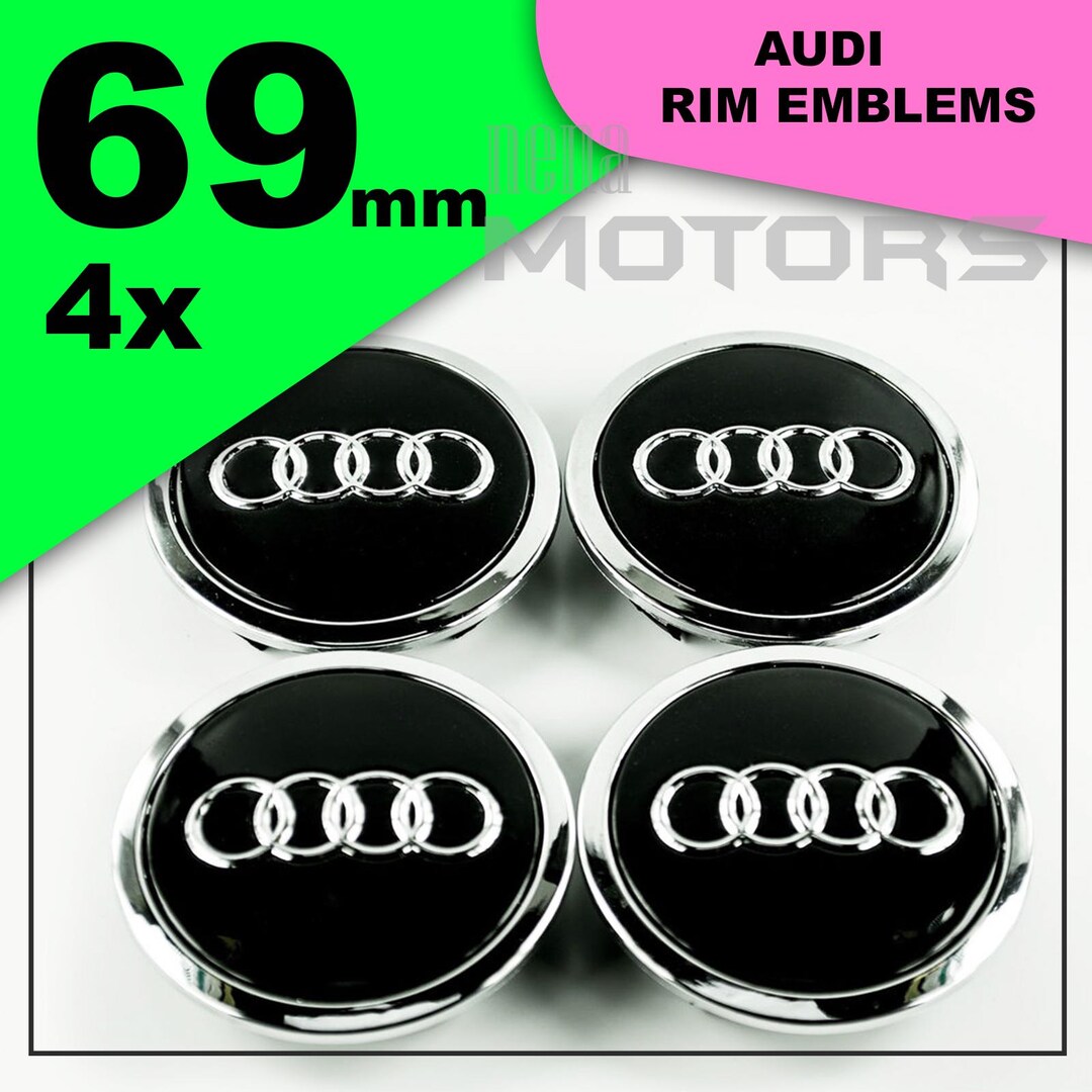 Set of 4 X Black 69mm Wheel Center Caps for Audi – Replacement Hub Caps ...