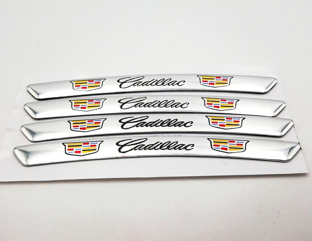 4 Pcs Metal 9cm Silver Wheel Rim Decals for Cadillac | Durable Car Hub ...