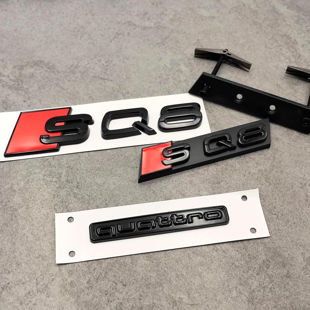 Premium Gloss Black Audi SQ8 Emblem Set of 3 – Grille SQ8 Badge, Rear ...