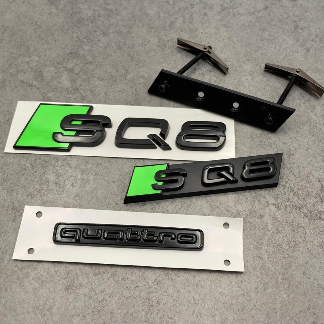 Set of 3 Gloss Green & Black Audi SQ8 Emblems – Front Grille SQ8 Badge ...