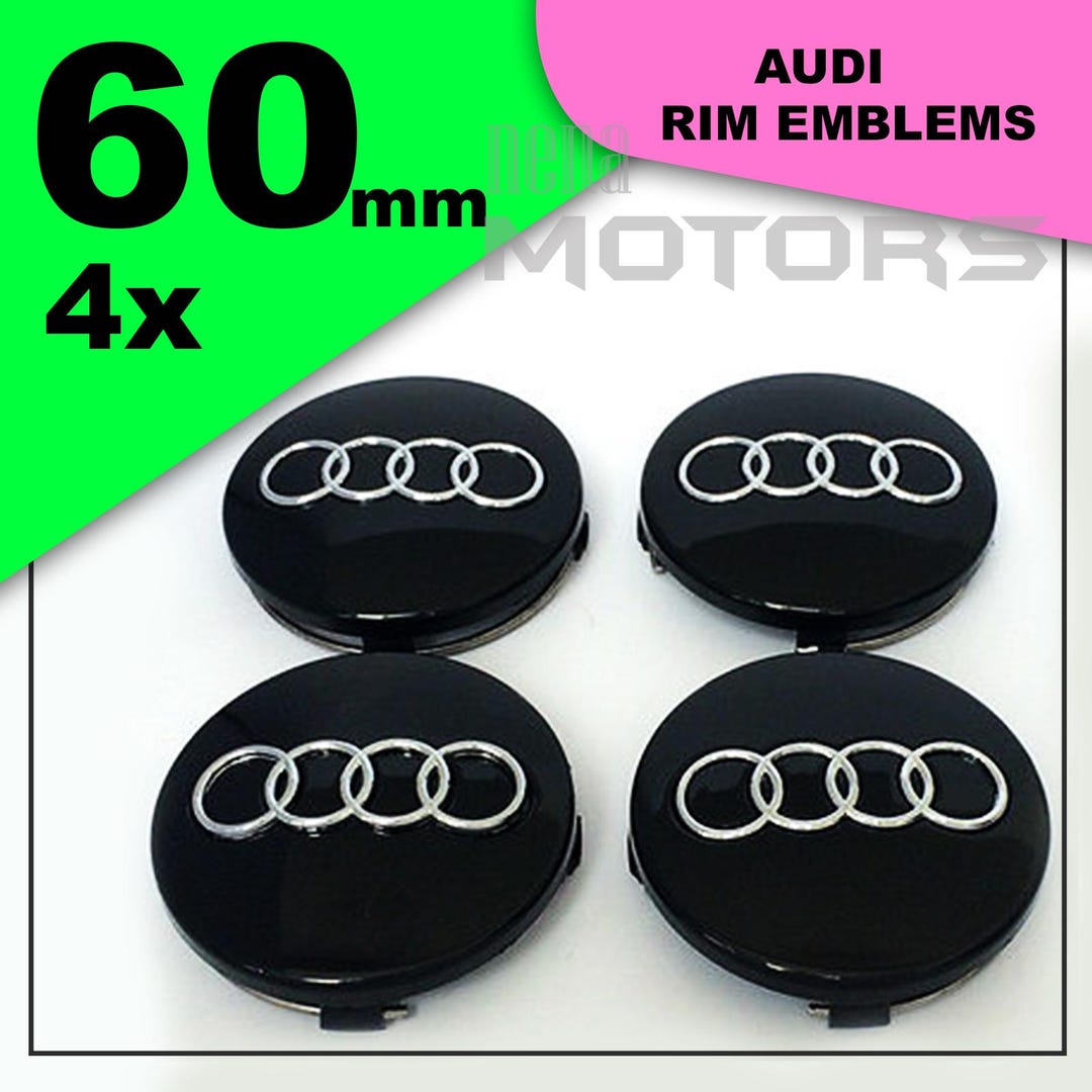 Set of 4 X Black 60mm Wheel Center Caps for Audi – Replacement Hub Caps ...