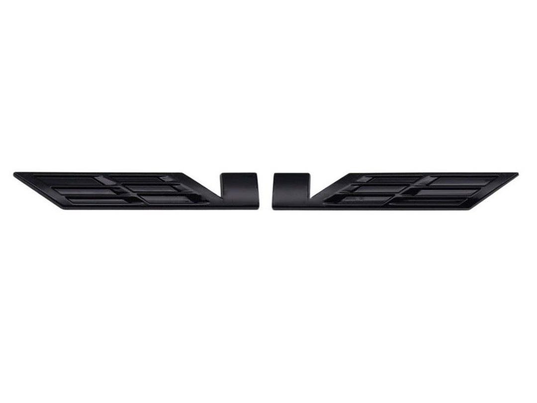 12.3cm All Black V Emblem Badge Set Left & Right – 3D Metal Rear Fender ...