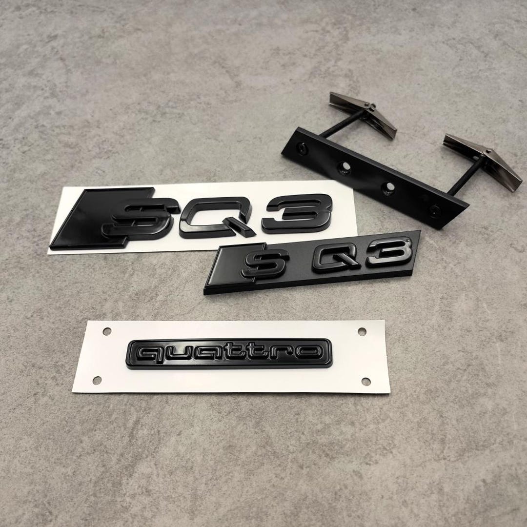 Gloss All Black SQ3 Emblem Set 3pcs – Audi SQ3 Front Grille Badge, Rear ...