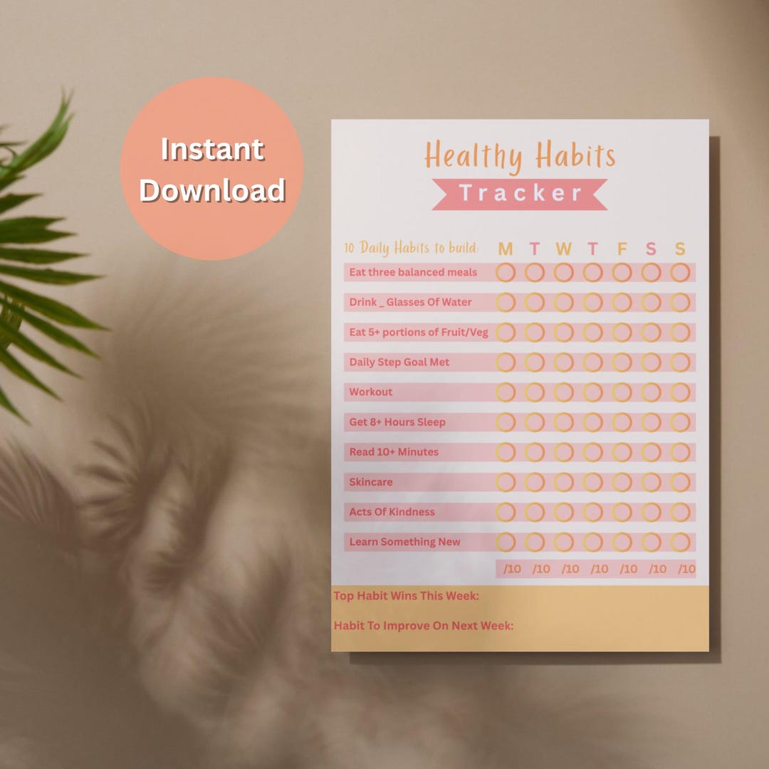 Printable Healthy Habits Tracker | Weekly Wellness Planner PNG | Self ...