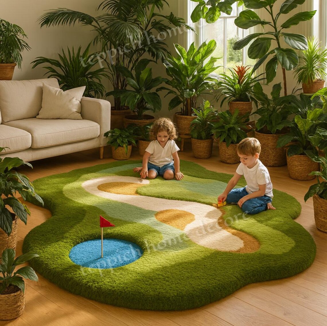 Handmade Golf Course Wool Rug: 3D Novelty Decor - Etsy