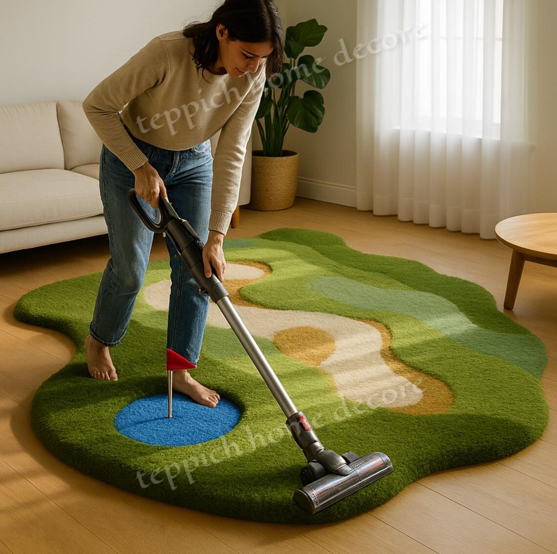 Handmade Golf Course Wool Rug: 3D Novelty Decor - Etsy