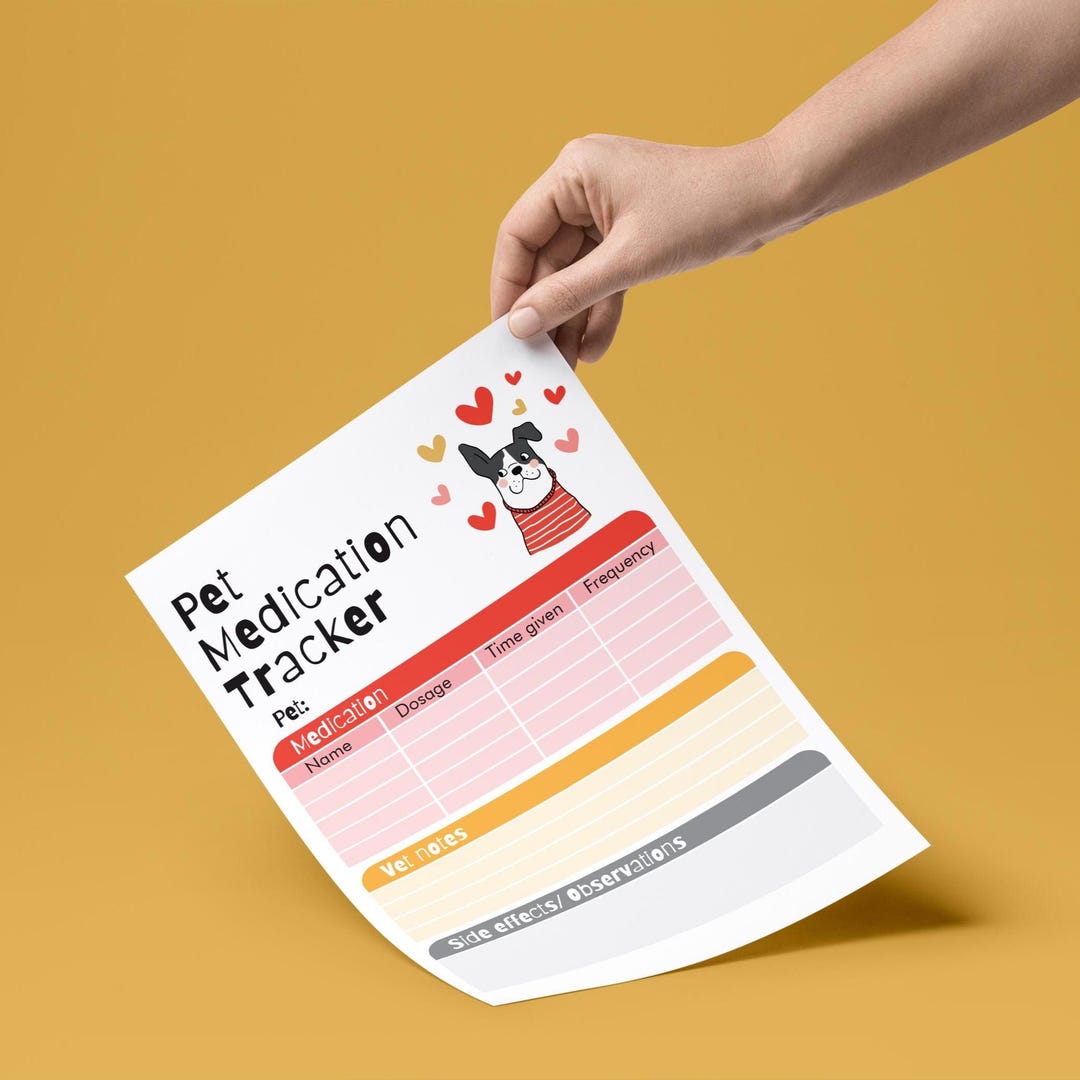 Pet Medication Tracker | Printable Pet Medical Log | Dog Health Chart ...