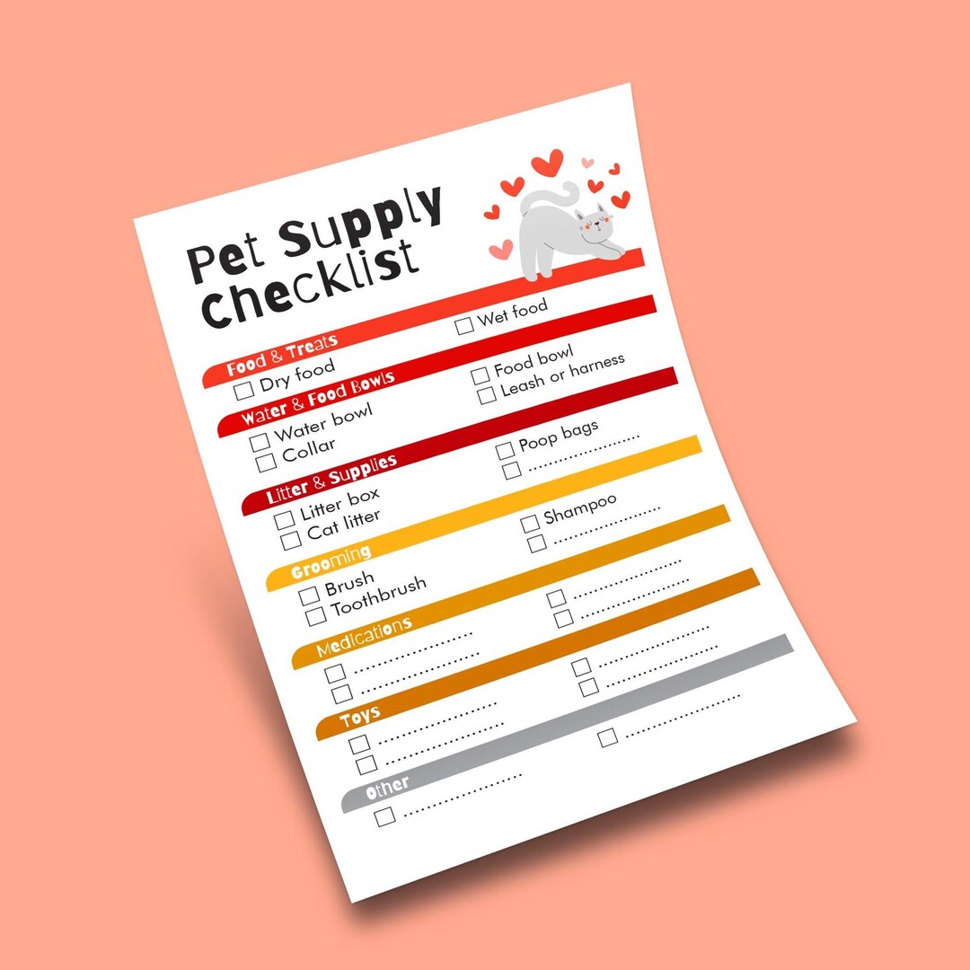 Pet Supply Checklist | Printable Essentials List for New Pet Owners ...