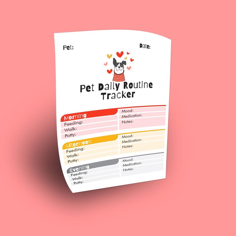 Dog Daily Routine Tracker: Printable Pet Care Planner (PDF Download A4 ...