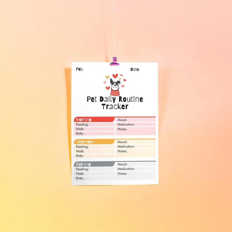 Dog Daily Routine Tracker: Printable Pet Care Planner (PDF Download A4 ...