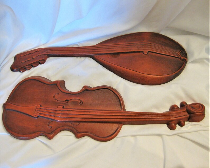 Mandolin & Violin Cast Aluminum Wall Hangings Red/brown - Etsy