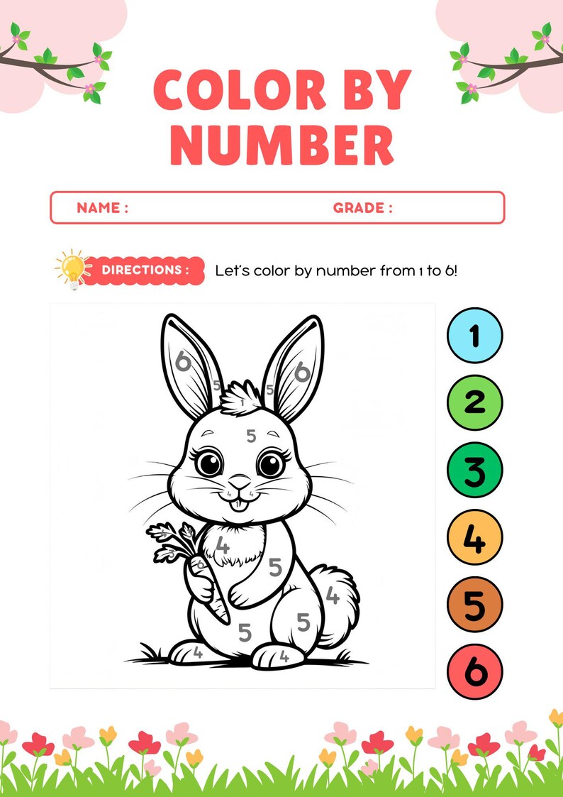 Color by Numbers Worksheet for Kids – Printable Educational Activity ...