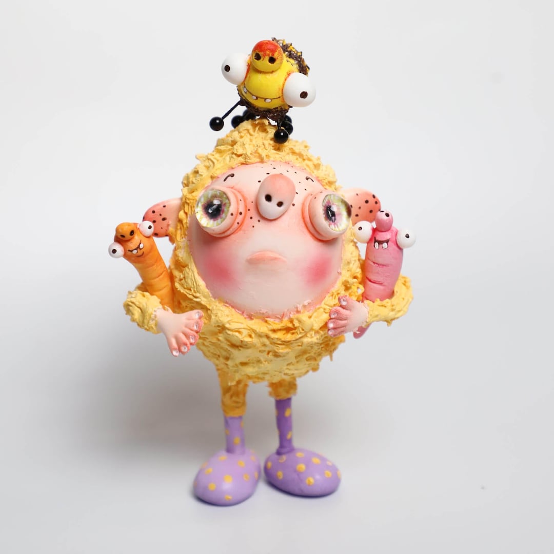 Fuzzy Fantasy Monster Doll Handmade Creepy Cute Polymer Clay Creature ...