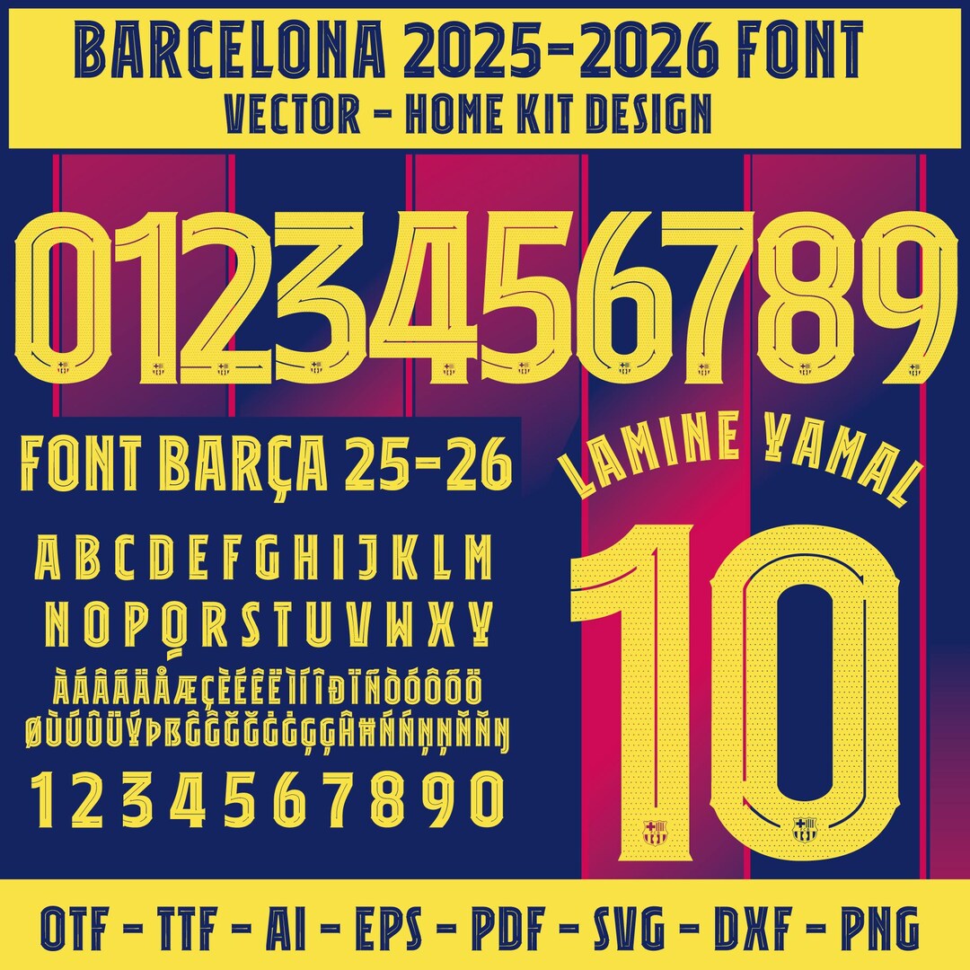Font Vector Barcelona 25-26 UCL : Football Shirt Design (digital ...