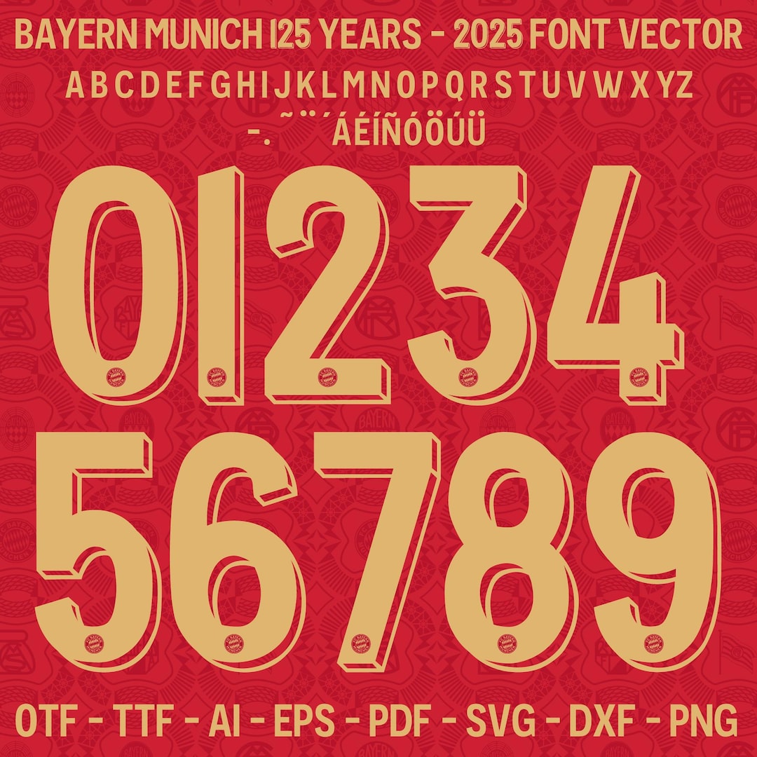 Font Vector Letters & Numbers Bayern Munich 125th Anniversary (digital ...