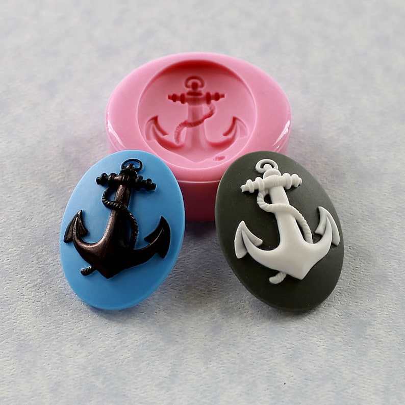 Anchor Cameo Silicone Mold Mould Nautical 40mm Resin Mold Polymer Clay ...