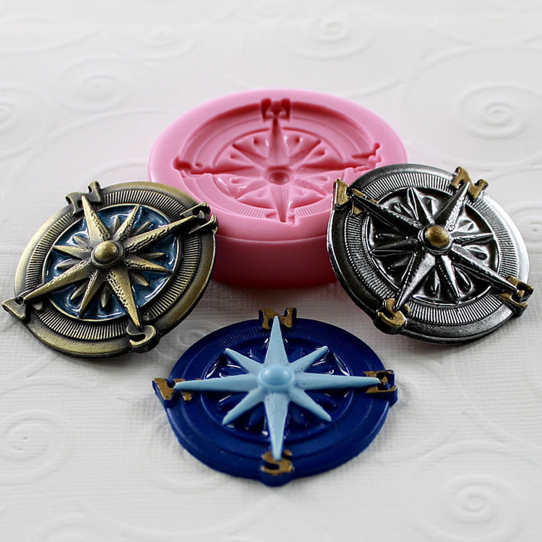 Nautical Silicone Mold Compass Resin Polymer Clay PMC Flexible Jewelry ...