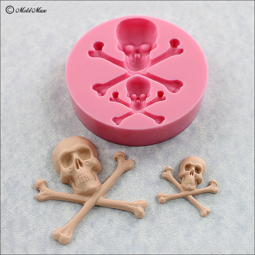Skull and Crossbones Silicone Mold Mould Resin Polymer Clay Fondant ...
