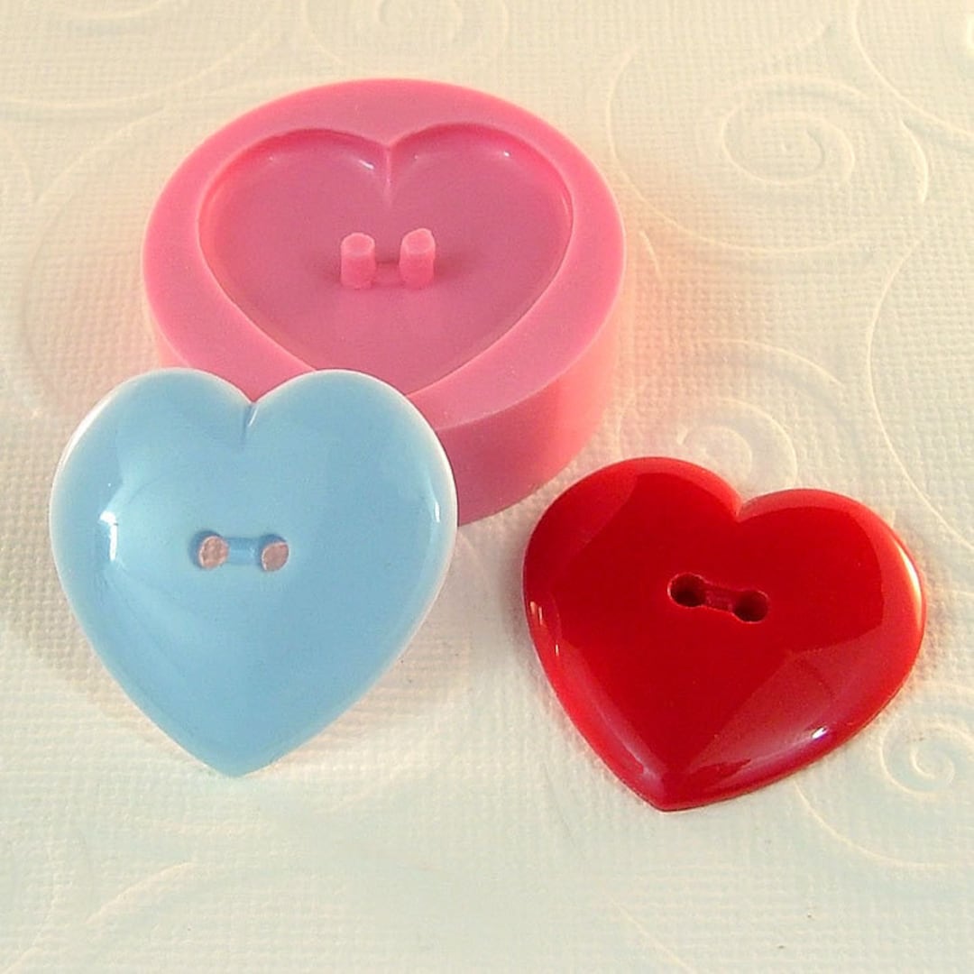 Heart Button Mold Flexible Silicone Mould Resin Mold Polymer Clay Mold ...