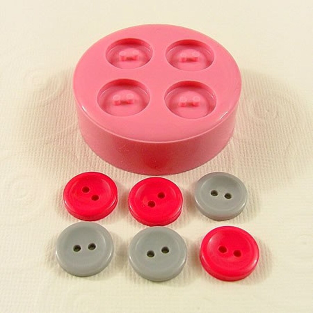 Rimmed Button 4 Cavity Flexible Silicone Mold/mould (13mm 1/2 Inch) for ...