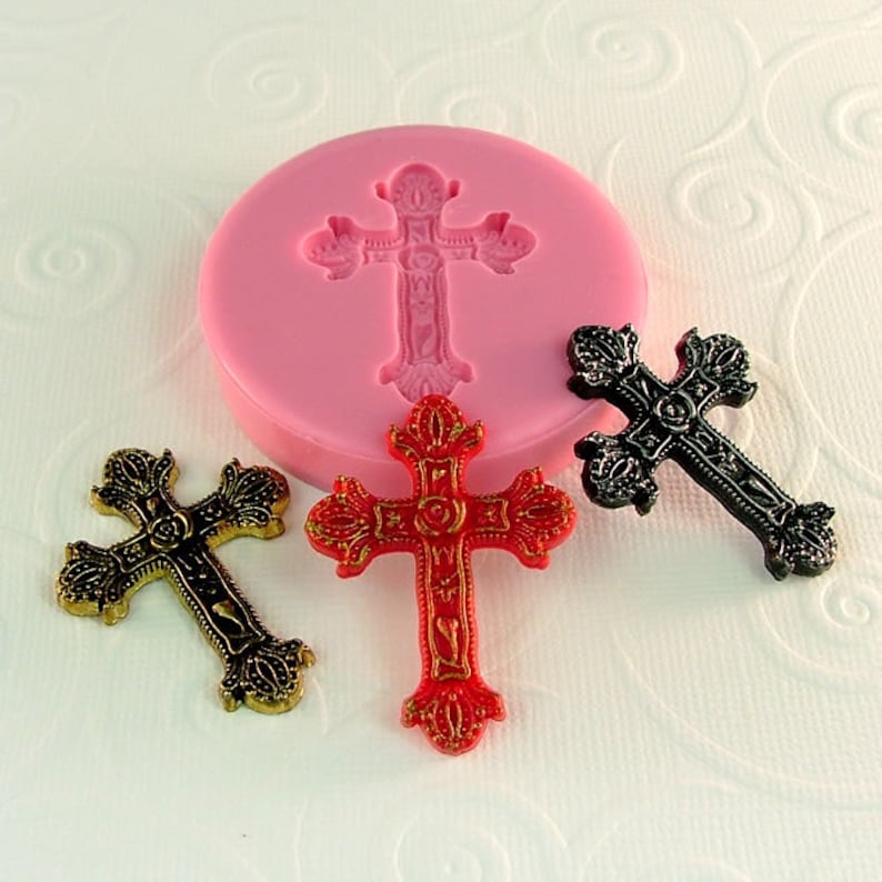 Ornate Cross Flexible Silicone Mold/mould (39mm) for Crafts, Jewelry ...