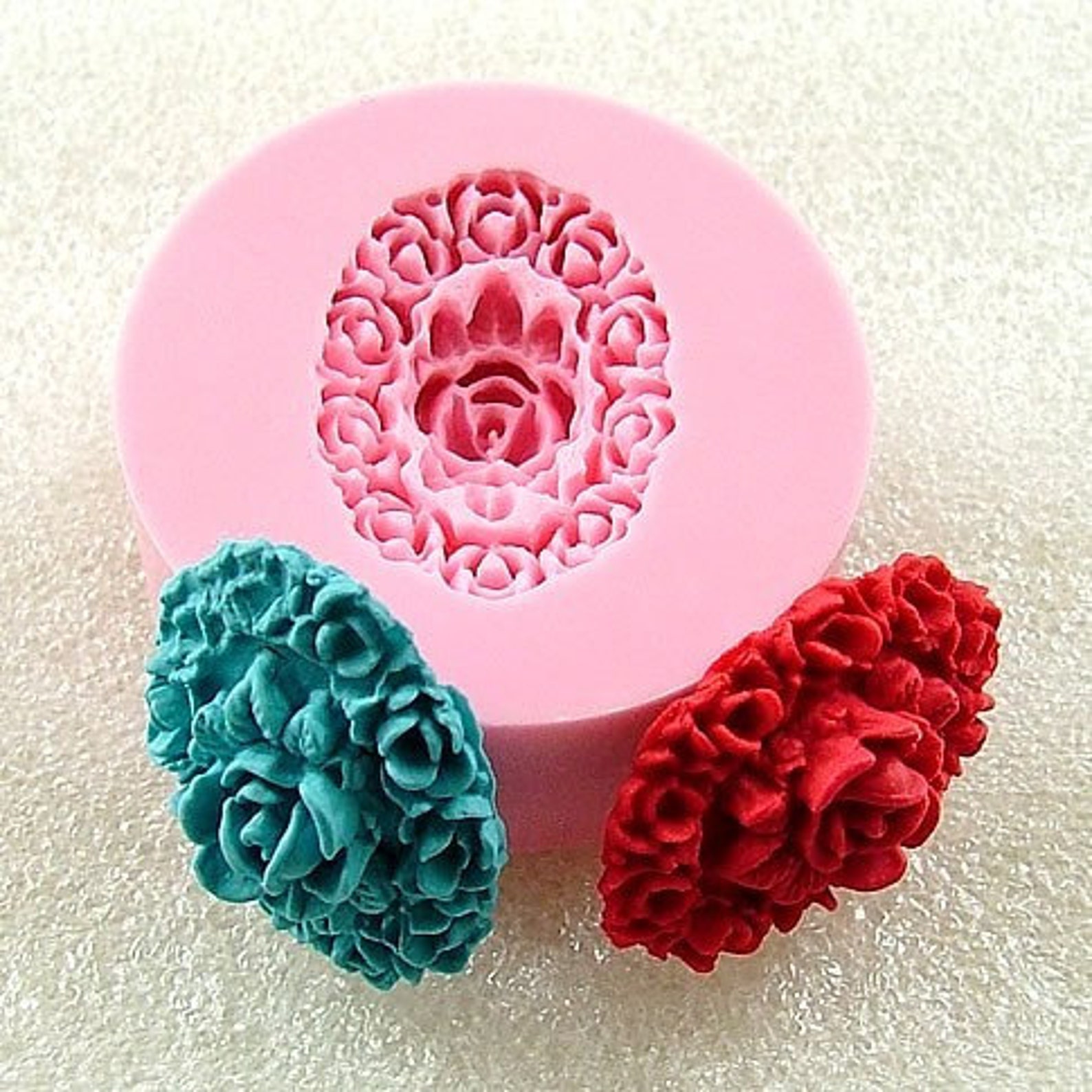 Filigree Rose Oval Cabochon Flexible Mini Mold/mould (24mm) for Crafts ...