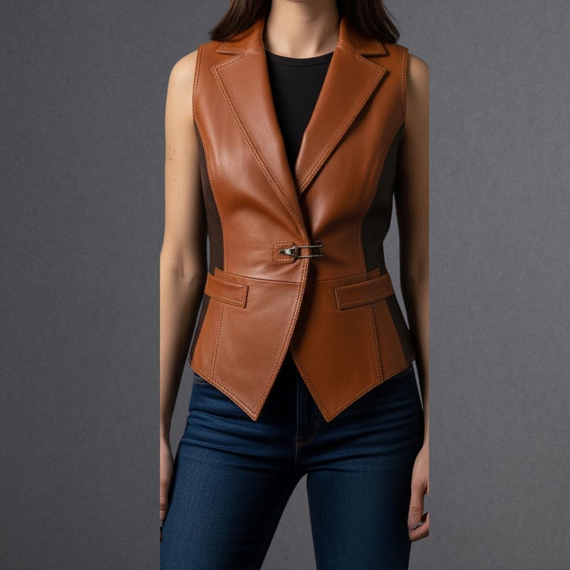 Vintage Leather Vest for Women - Etsy