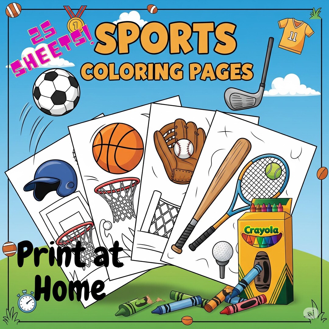 25 Sports Related Coloring Sheets for Kids Instant Download - Etsy