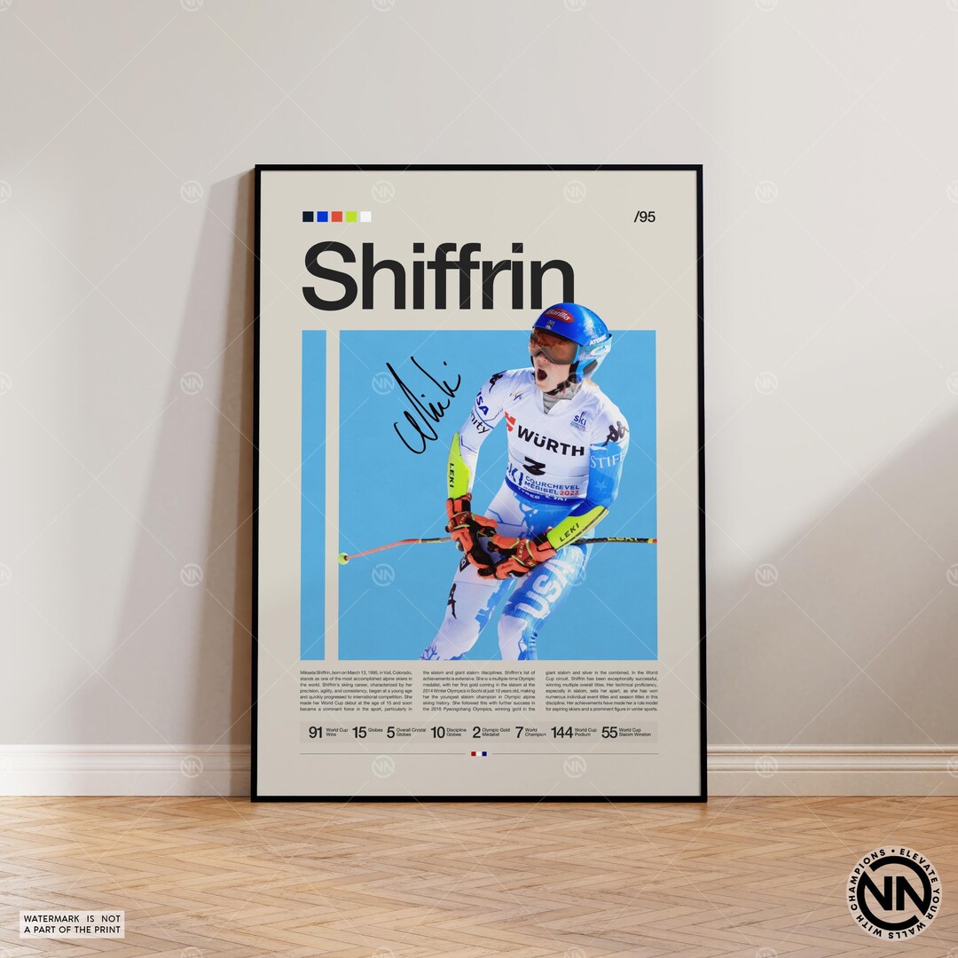Mikaela Shiffrin Poster, Skier Poster, Alpine Skier, Sports Poster, Mid ...