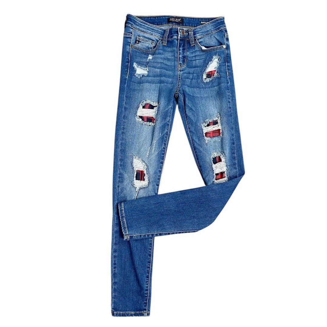00s 2010s Scene Emo Plaid Rip Skinny Jeans Sz S - Etsy