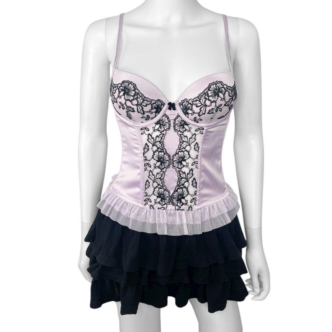 Y2K 2000s Sophie B Pink Emo Bimbo Lace Corset Sz S - Etsy