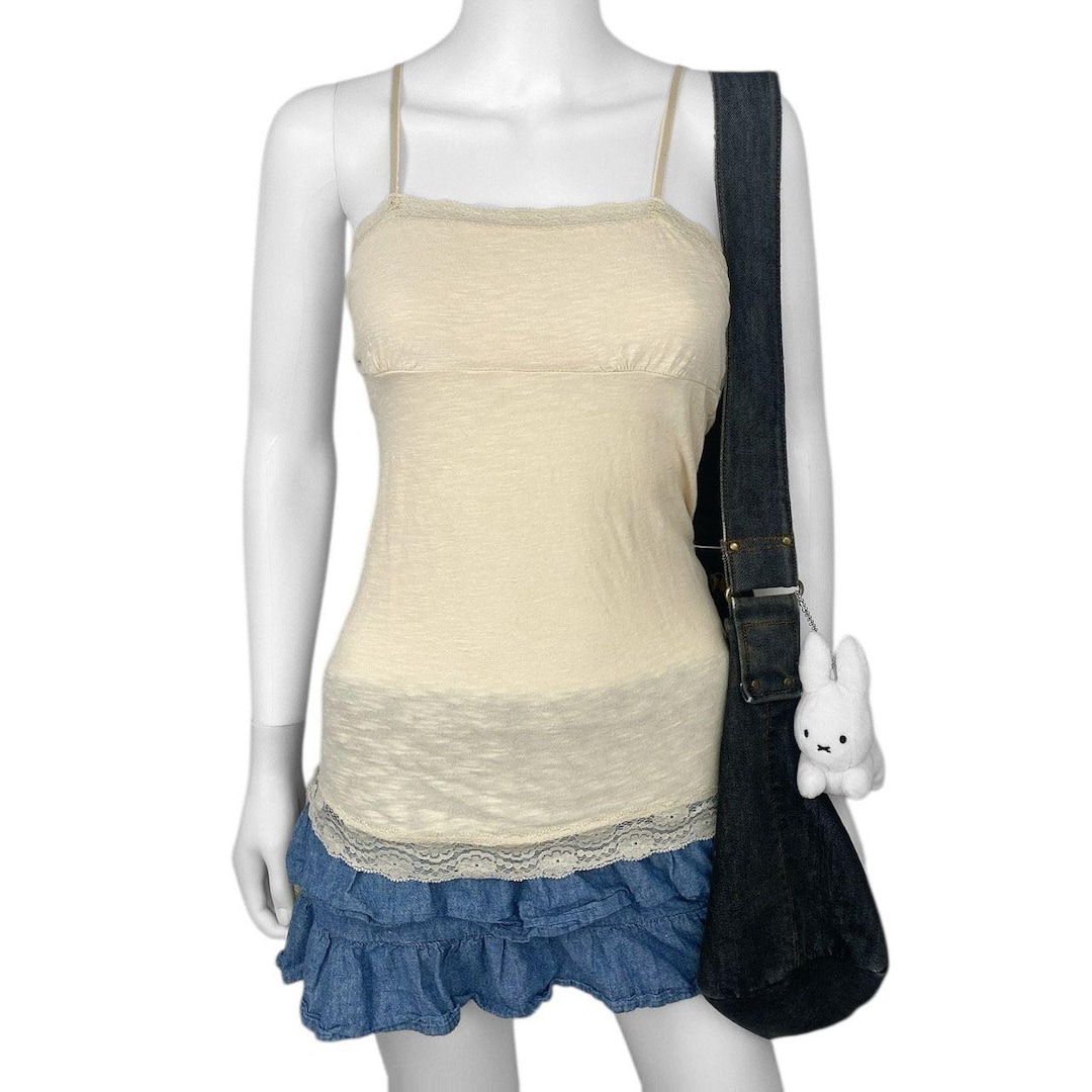 00s 2000s Cream Babydoll Layering Lace Trim Cami Sz S - Etsy