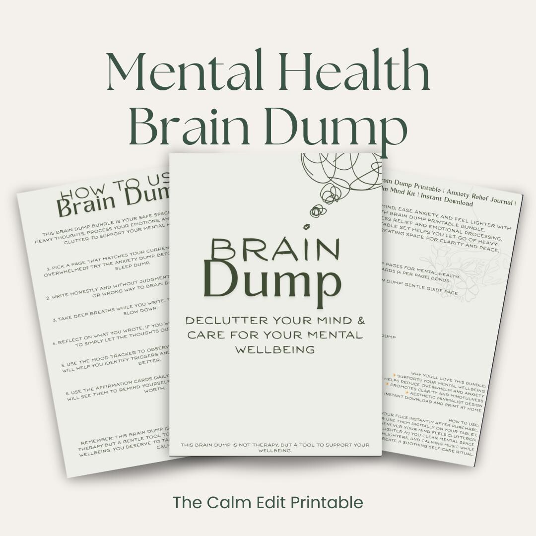 Mental Health Brain Dump Printable | 25-page Guided Journal for Anxiety ...