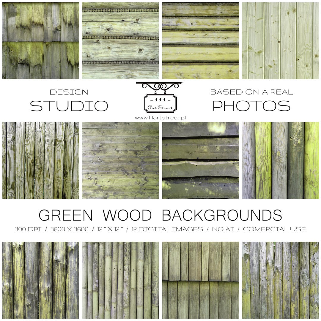 Green Wood Digital Paper, Based on Real Photos, Green Wood Backgrounds ...