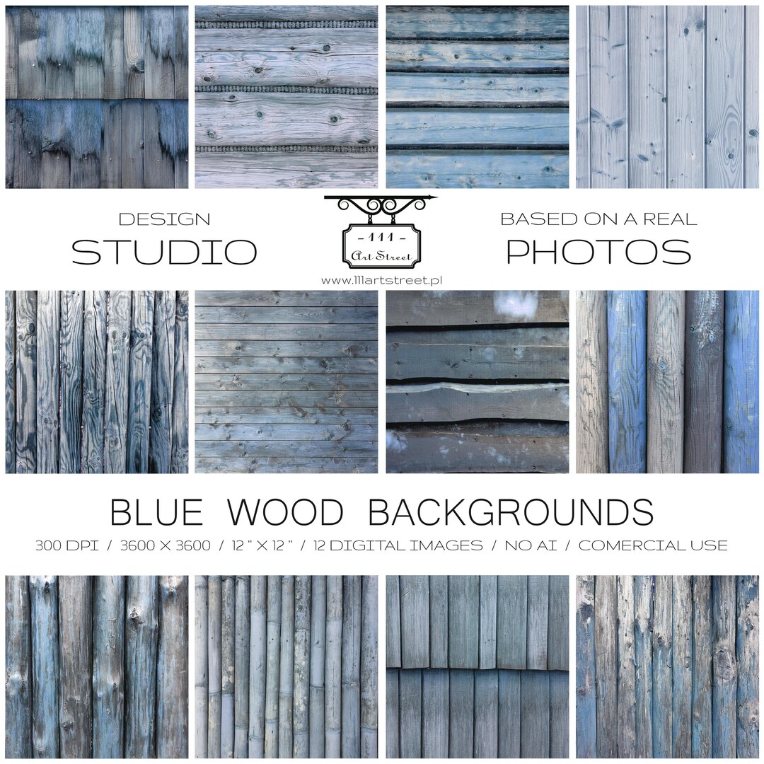 Blue Wood Digital Paper, Based on Real Photos, Blue Wood Backgrounds ...