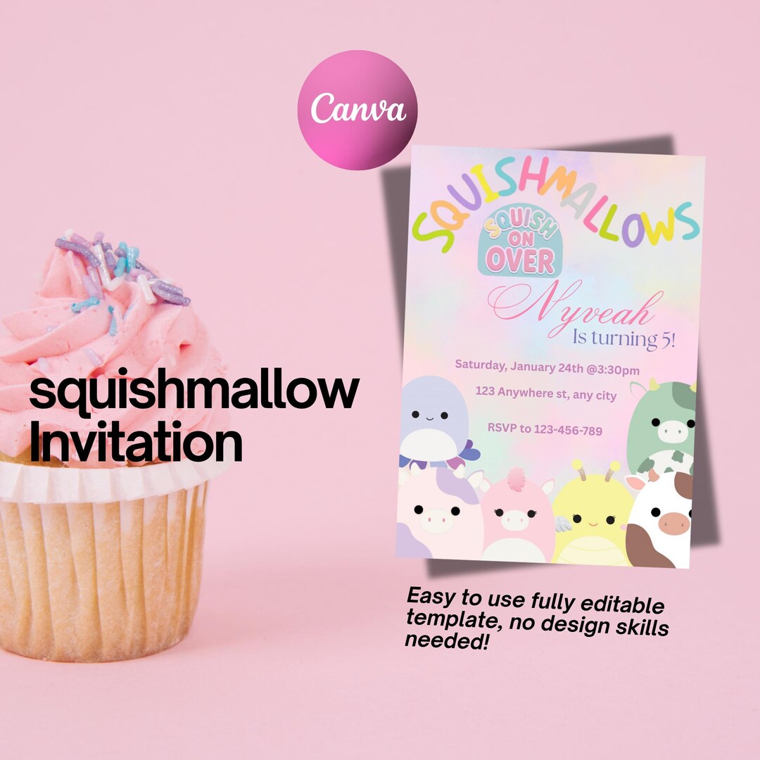 Squishmallow Birthday Invitation, Customizable Template, Digital ...