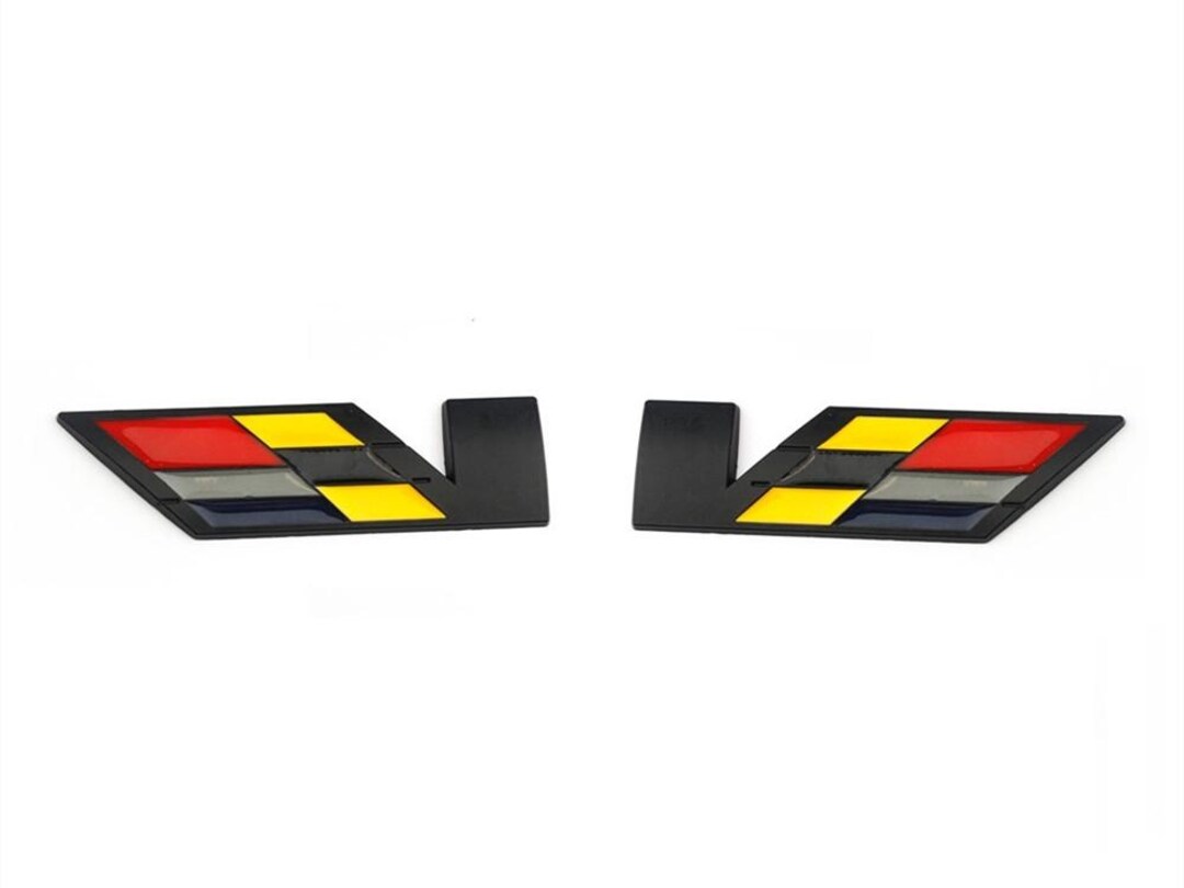 Left & Right V Emblem Colored 3D Metal Rear Fender Badge for CTS SRX ...
