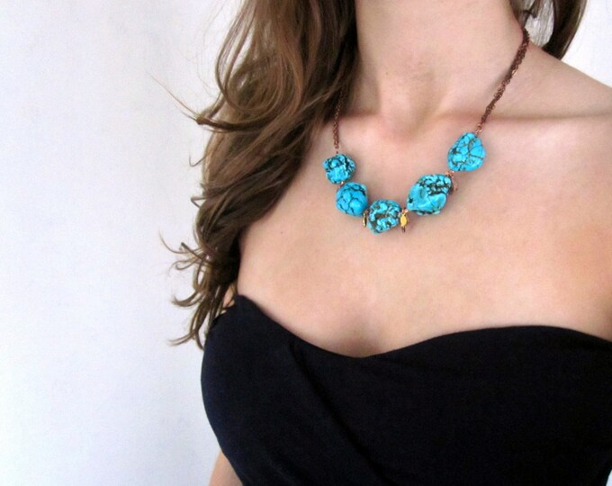 SALE Chunky Turquoise Mixed Chain Necklace - Etsy