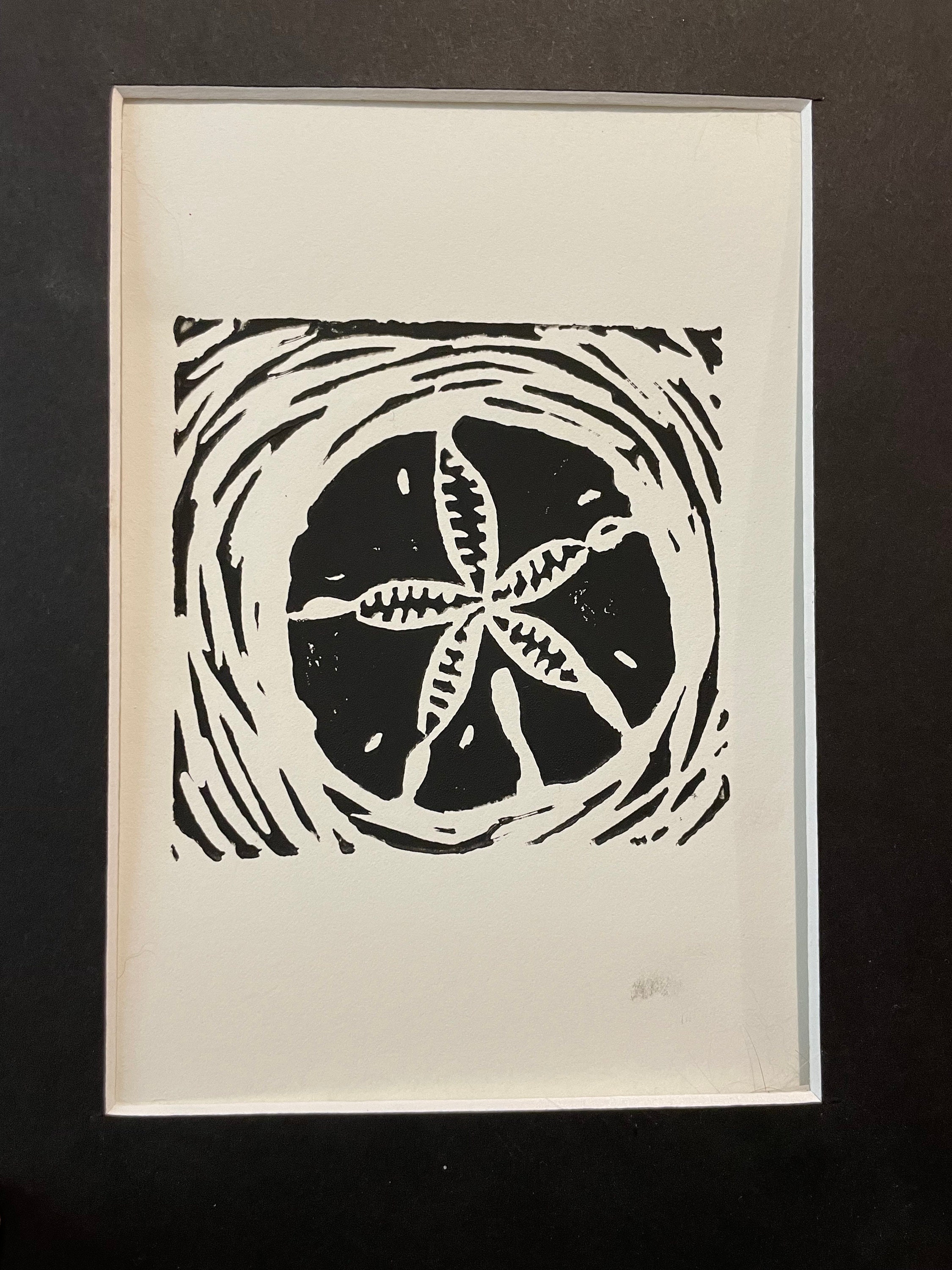 Sand Dollar Shell Beach Ocean Sea Block Printing Linoleum Carving ...