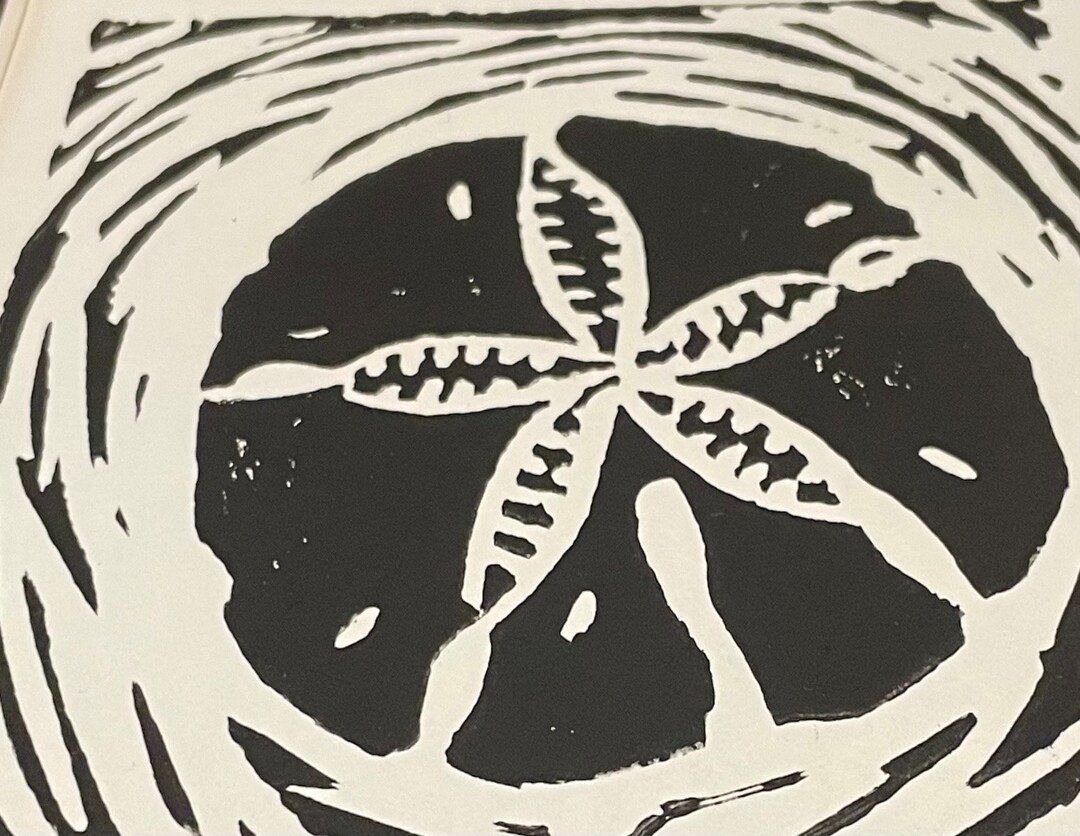 Sand Dollar Shell Beach Ocean Sea Block Printing Linoleum Carving ...