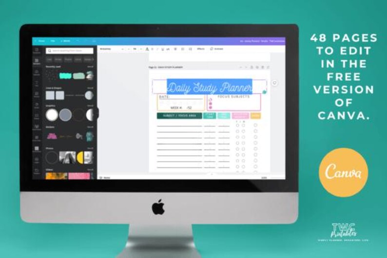 Editable Study Planner Canva Template | Student Printable (A4, US ...