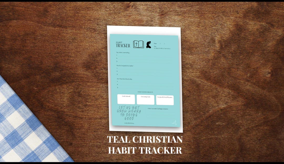 Teal Christian Habit Tracker | Printable Devotional Journal Page ...