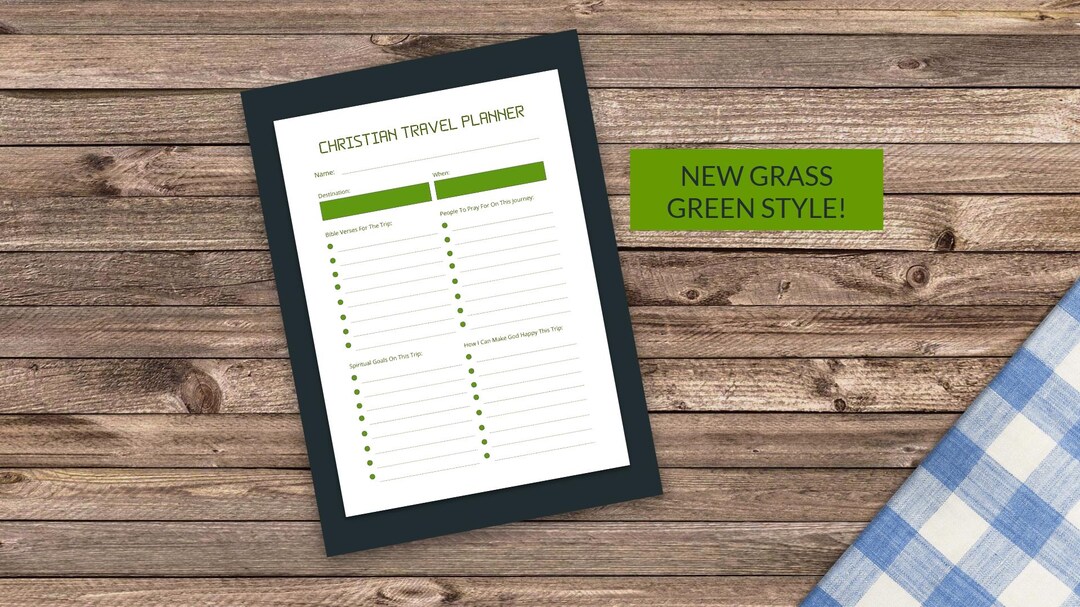 Christian Travel Planner Printable - Green | Faith-based Trip Worksheet ...