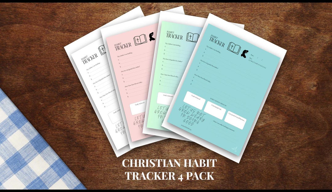 Christian Habit Tracker Bundle | 4 Color Printable Set | Daily ...