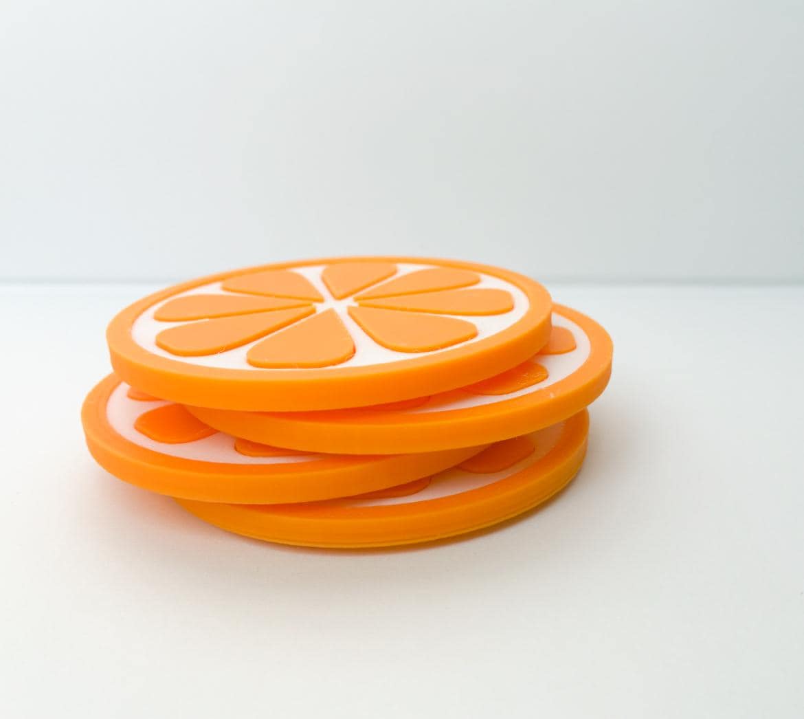 3D Printed Orange Slice Coasters: Citrus Drink Coaster With Rubber Pads ...