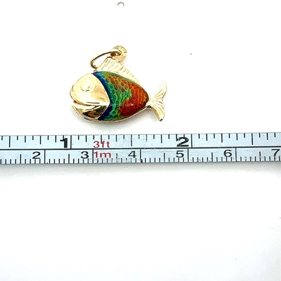 Vintage 14K Solid Gold Rainbow Enamel Fish Charm - Gem