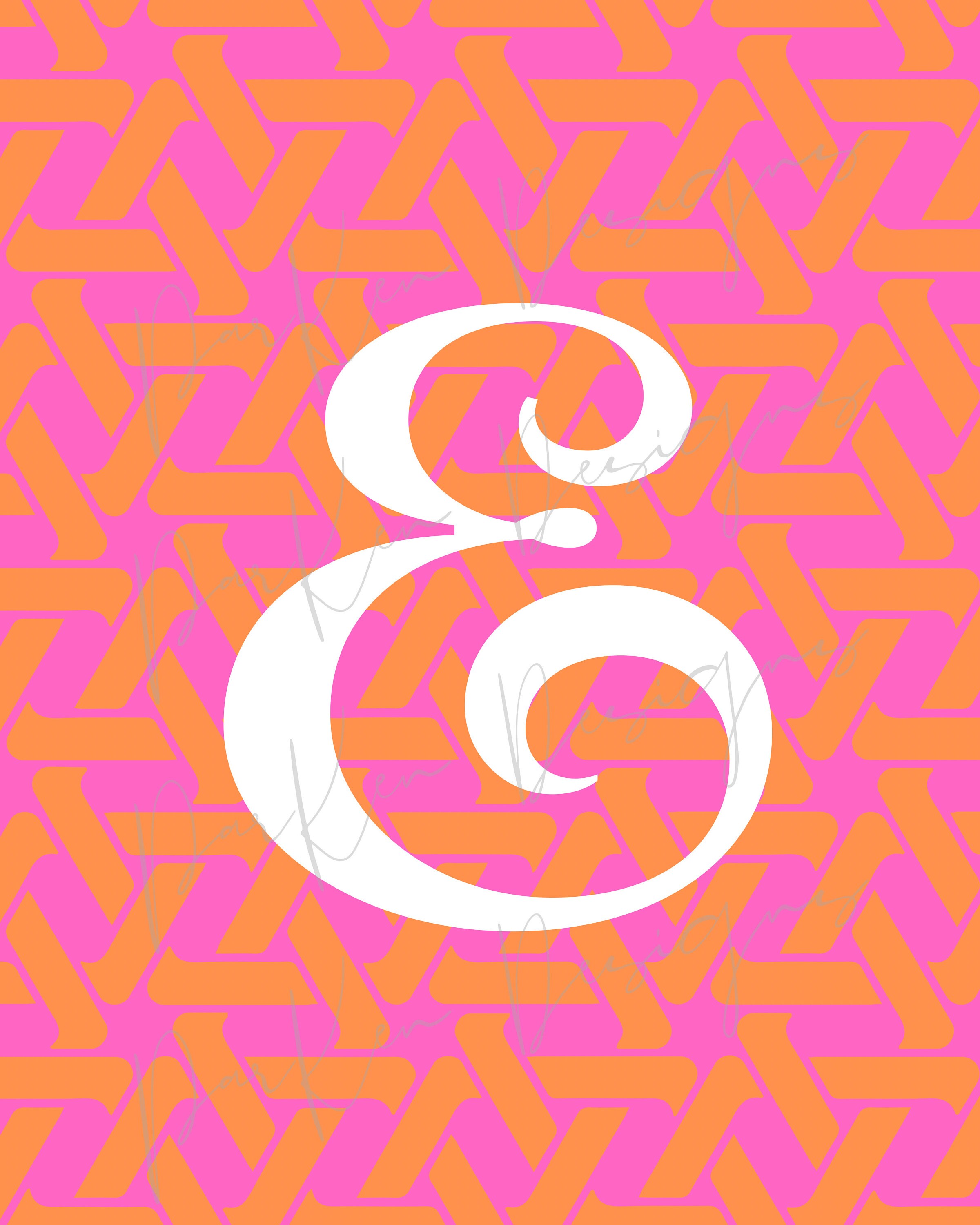 Letter Print (digital Download), Orange, Pink Wall Art, Pink Decor ...