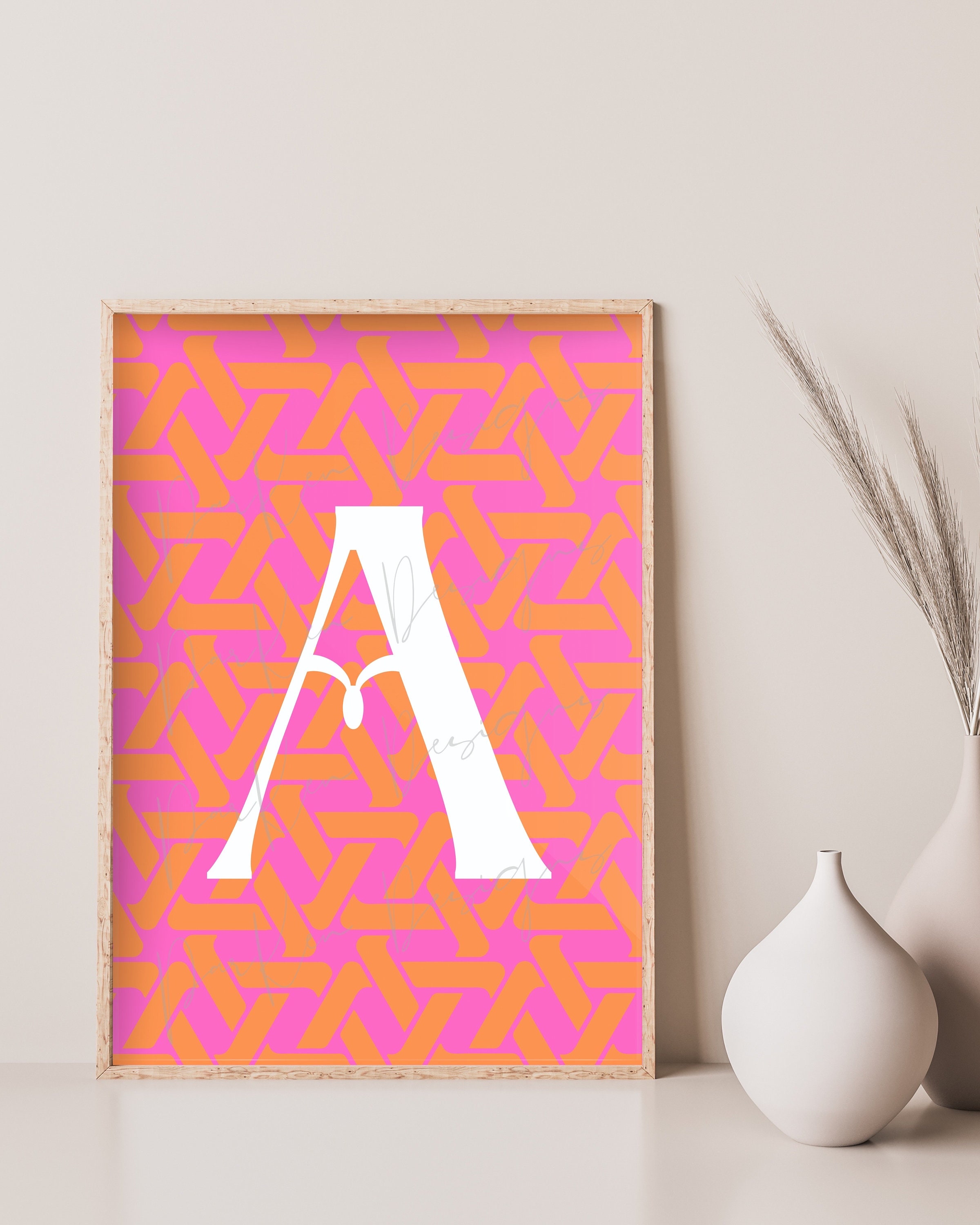Letter Print (digital Download), Orange, Pink Wall Art, Pink Decor ...