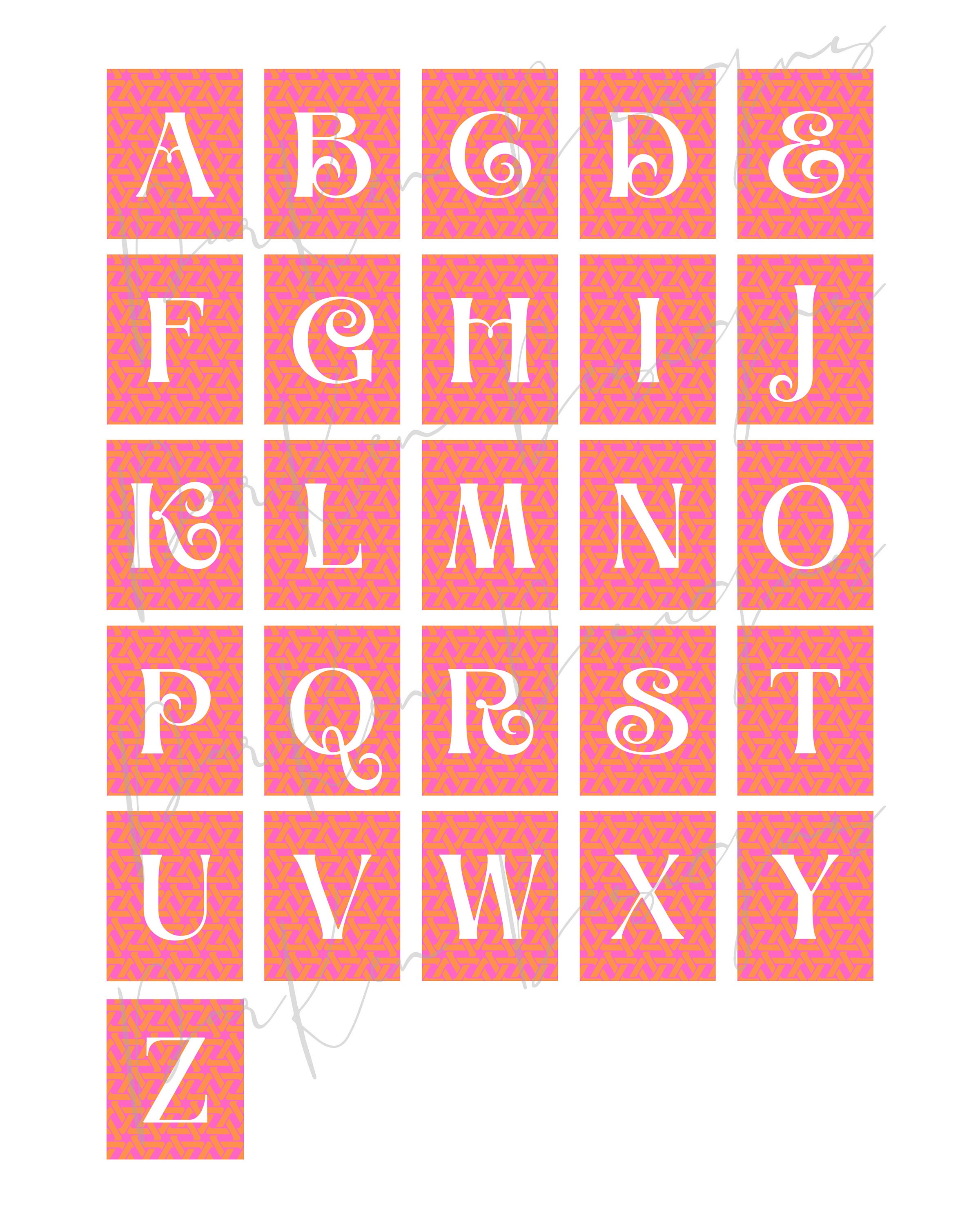 Letter Print (digital Download), Orange, Pink Wall Art, Pink Decor ...